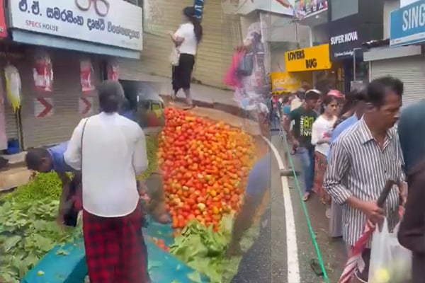 வீதியில் குவிக்கப்பட்ட பெருந்தொகை மரக்கறி - கடலென திரண்ட மக்கள் வெள்ளம் ...