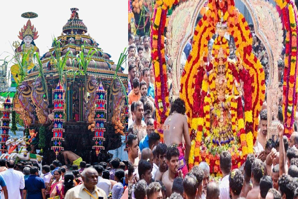 பஞ்சரதத்தில் பவனி வந்து பக்தர்களுக்கு காட்சியளித்த மாத்தளை முத்துமாரி ...